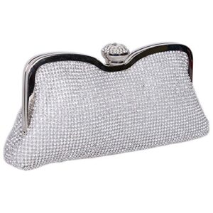 Fawziya Clutch Evening Bags Soft Rhinestone Purse-Silver