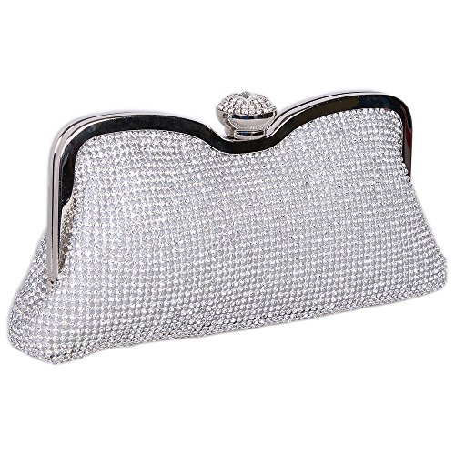 Fawziya Clutch Evening Bags Soft Rhinestone Purse-Silver