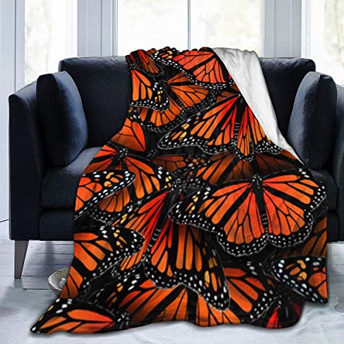 LIVE & LOVE Micro Fleece Blanket Throw Blanket Monarch Butterflies Print Ultra-Soft Fuzzy Light Weight Cozy Warm Fluffy Plush Blanket Microfiber for Bed Couch Chair Living Room Fall Winter Spring