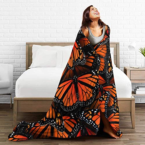 LIVE & LOVE Micro Fleece Blanket Throw Blanket Monarch Butterflies Print Ultra-Soft Fuzzy Light Weight Cozy Warm Fluffy Plush Blanket Microfiber for Bed Couch Chair Living Room Fall Winter Spring