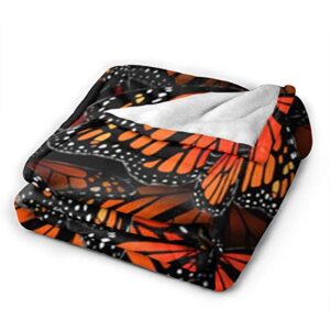 LIVE & LOVE Micro Fleece Blanket Throw Blanket Monarch Butterflies Print Ultra-Soft Fuzzy Light Weight Cozy Warm Fluffy Plush Blanket Microfiber for Bed Couch Chair Living Room Fall Winter Spring