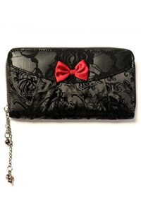 lost queen victorian gothic princess velvet skull flocked with bows zip around wallet