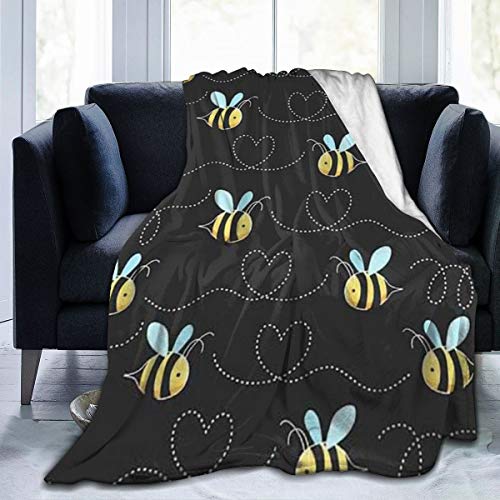 LIVE & LOVE Micro Fleece Blanket Throw Blanket Bumble Bees Print Ultra-Soft Fuzzy Light Weight Cozy Warm Fluffy Plush Blanket Microfiber for Bed Couch Chair Living Room Fall Winter Spring