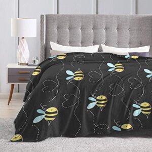 LIVE & LOVE Micro Fleece Blanket Throw Blanket Bumble Bees Print Ultra-Soft Fuzzy Light Weight Cozy Warm Fluffy Plush Blanket Microfiber for Bed Couch Chair Living Room Fall Winter Spring