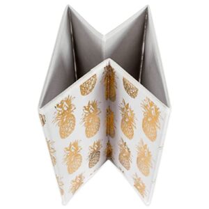 DII Non Woven Polyester Storage Bin, Metallic Pineapple, White & Gold, Large Set of 2