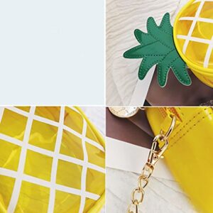 QZUnique Fruit Shape Handbag PU Crossbody Shoulder Bag Adjustable Strap Clutch Jelly Purse Pineapple