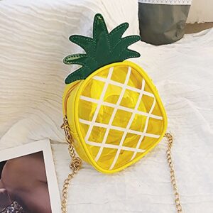 QZUnique Fruit Shape Handbag PU Crossbody Shoulder Bag Adjustable Strap Clutch Jelly Purse Pineapple