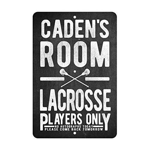 Personalized Boy's Lacrosse Players Only - No Autographs Metal Room Sign - Aluminum Lacrosse Wall Decor