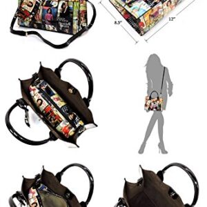 Glossy Magazine Cover Collage 3-in-1 Shoulder Bag Hobo Michelle Obama Handbag (3-Mulit)