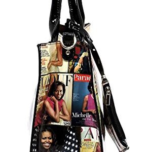 Glossy Magazine Cover Collage 3-in-1 Shoulder Bag Hobo Michelle Obama Handbag (3-Mulit)