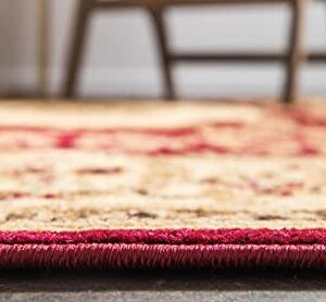 Unique Loom Versailles Collection Traditional Classic Medallion Motif Area Rug (2' 7 x 10' 0 Runner, Burgundy/ Ivory)