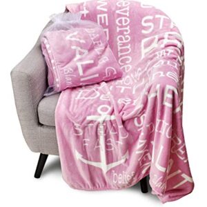 BlankieGram “Bravery” Throw Blanket – Gift Ideas and Gifts for Women and Men Make Great Comfort Gifts, Pink