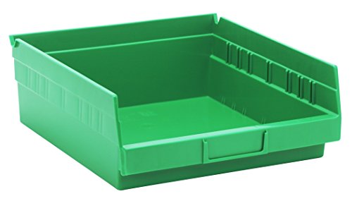 Quantum Storage Systems QSB109GN 8-Pack 4" Hanging Plastic Shelf Bin Storage Containers, 11-5/8" x 11-1/8" x 4" , Green