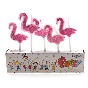 Birthday Candles - 1st Birthday Candle - Flamingo Candles - 5th Birthday Candles -Pink Flamingo Candles - Wedding Love Candles for Cake (Flamingo/Pink Glitter)