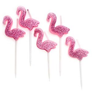 Birthday Candles - 1st Birthday Candle - Flamingo Candles - 5th Birthday Candles -Pink Flamingo Candles - Wedding Love Candles for Cake (Flamingo/Pink Glitter)