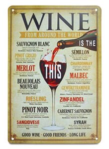 k&h wine from around the world retro distressed metal tin sign posters wall decor 12x8-inch (wine)