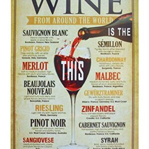 K&H Wine from Around The World Retro Distressed Metal Tin Sign Posters Wall Decor 12X8-Inch (Wine)