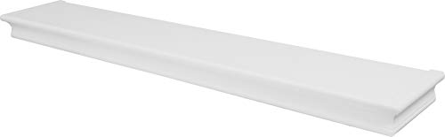 HIGH & MIGHTY 515616 Decorative 36" Floating Shelf Holds up to 25lbs, Easy Tool-Free Dry Wall Installation, Beveled, Retail Packaging, White