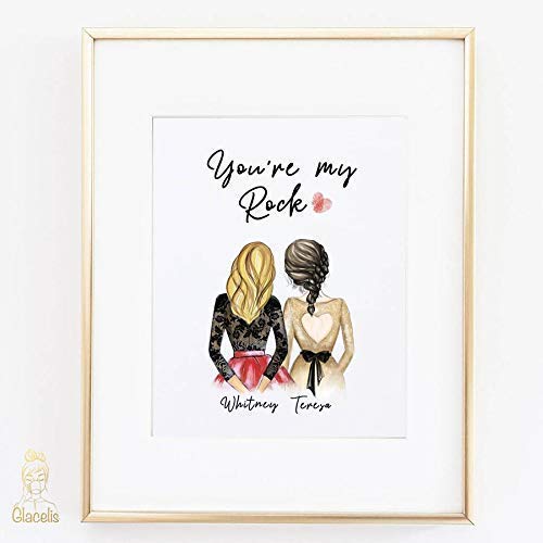 Personalized Best Friend Print Art You are my rock for any special occasion, Christmas best friends gifts 2023, perfect gift for female best friend, distance gifts for bff (UNFRAMED)