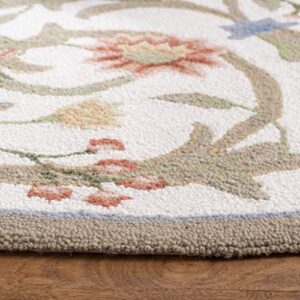 SAFAVIEH Chelsea Collection 8' Round Ivory HK248A Hand-Hooked French Country Wool Area Rug