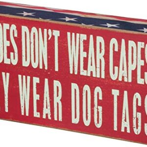 Primitives by Kathy 21477 Patriotic Box Sign, 4 x 8, Heroes Wear Dog Tags