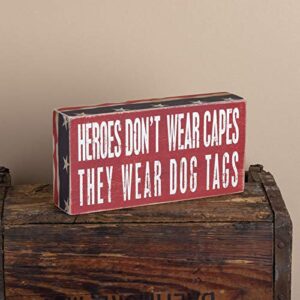 Primitives by Kathy 21477 Patriotic Box Sign, 4 x 8, Heroes Wear Dog Tags