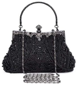 selighting 1920s vintage beaded clutch evening bags for women formal bridal wedding clutch purse prom cocktail party handbags black