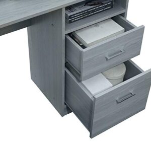 Techni Mobili Functional L-Shaped Computer Desk with storage, L is ⁠59.5" wide x 59.5" Long, Grey