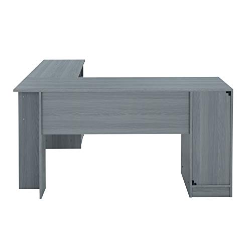 Techni Mobili Functional L-Shaped Computer Desk with storage, L is ⁠59.5" wide x 59.5" Long, Grey