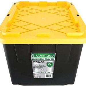 Homz Durabilt 27 Gal. Plastic Storage Tote, Black/Yellow (Set of 4)