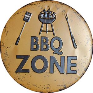 wondercave bbq zone round metal tin sign suitable for home and kitchen bar cafe garage wall decor retro vintage diameter 12 inch