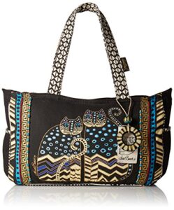 laurel burch medium tote zipper top 15.5″x4.5″x10″, spotted cats