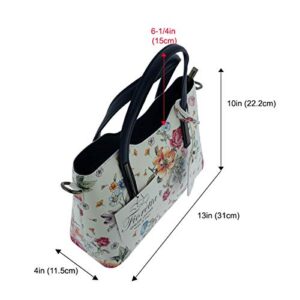 Fioretta Italian Genuine Leather Flower Pattern Top Dual Handles Tote Shoulder Crossbody Handbag For Women