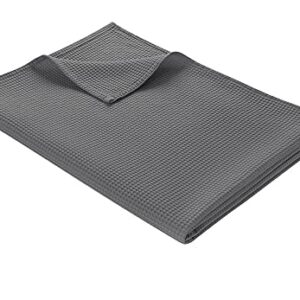 WOHNWOHL (Grey Throw Blanket I 100% Cotton I (60' x 80') Lightweight Waffle Pique Material I Square Airy Sofa Blanket I Easy-Care Summer and Fall Blanket for Every Room I Color: Grey