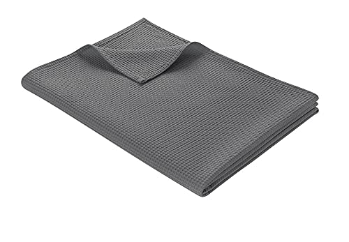 WOHNWOHL (Grey Throw Blanket I 100% Cotton I (60' x 80') Lightweight Waffle Pique Material I Square Airy Sofa Blanket I Easy-Care Summer and Fall Blanket for Every Room I Color: Grey