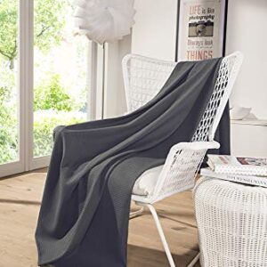 WOHNWOHL (Grey Throw Blanket I 100% Cotton I (60' x 80') Lightweight Waffle Pique Material I Square Airy Sofa Blanket I Easy-Care Summer and Fall Blanket for Every Room I Color: Grey