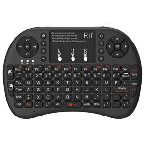 rii 2.4ghz mini wireless keyboard with touchpad＆qwerty keyboard, backlit portable keyboard with remote control for laptop/pc/tablets/windows/mac/tv/xbox/ps3/raspberry pi .(black)