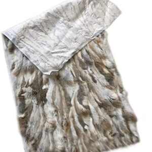 22in x 43in Natural Tan Luxury Soft Premium Quality Durable 100% Natural Rabbit Fur Bed Throw Blanket, Rug, Real Fur Good Buy Hot Carpet,Rabbit Fur Blankets/Plates