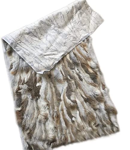 22in x 43in Natural Tan Luxury Soft Premium Quality Durable 100% Natural Rabbit Fur Bed Throw Blanket, Rug, Real Fur Good Buy Hot Carpet,Rabbit Fur Blankets/Plates