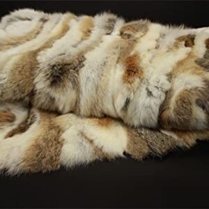 22in x 43in Natural Tan Luxury Soft Premium Quality Durable 100% Natural Rabbit Fur Bed Throw Blanket, Rug, Real Fur Good Buy Hot Carpet,Rabbit Fur Blankets/Plates