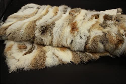 22in x 43in Natural Tan Luxury Soft Premium Quality Durable 100% Natural Rabbit Fur Bed Throw Blanket, Rug, Real Fur Good Buy Hot Carpet,Rabbit Fur Blankets/Plates