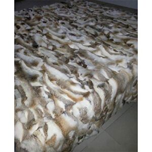 22in x 43in Natural Tan Luxury Soft Premium Quality Durable 100% Natural Rabbit Fur Bed Throw Blanket, Rug, Real Fur Good Buy Hot Carpet,Rabbit Fur Blankets/Plates