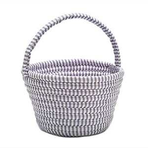 easter ticking basket a008x007 basket, 8″ x 12″ x 7″, purple