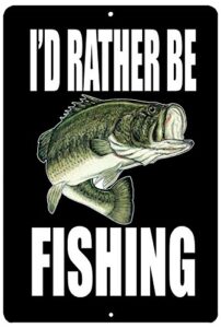 rogue river tactical funny fishing boat metal tin sign wall decor man cave bar i’d rather be fishing