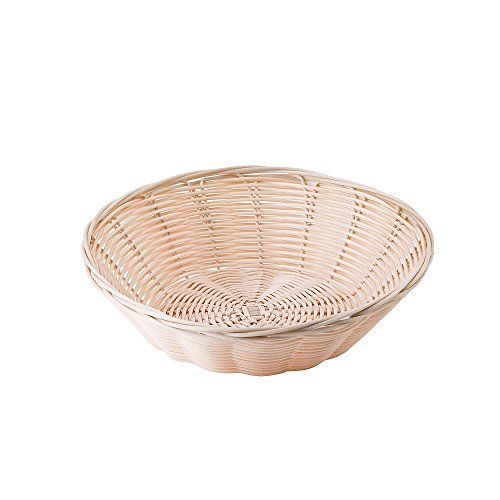 TableCraft 1175W Hand-Woven Round Plastic Basket - Dozen