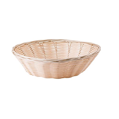 TableCraft 1175W Hand-Woven Round Plastic Basket - Dozen