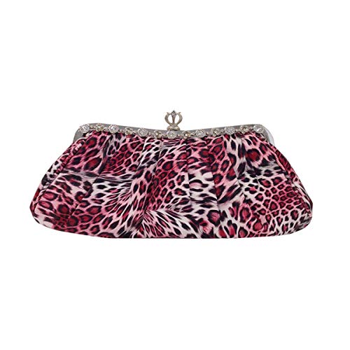 JNB Synthetic Leopard Print Clutch, Pink