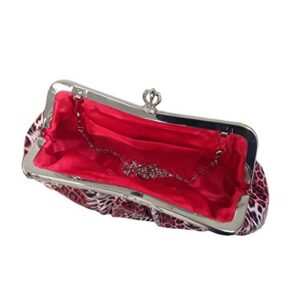 JNB Synthetic Leopard Print Clutch, Pink