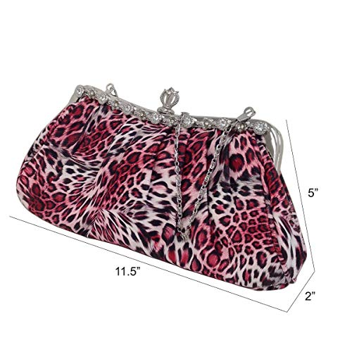 JNB Synthetic Leopard Print Clutch, Pink