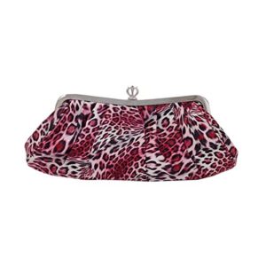 JNB Synthetic Leopard Print Clutch, Pink